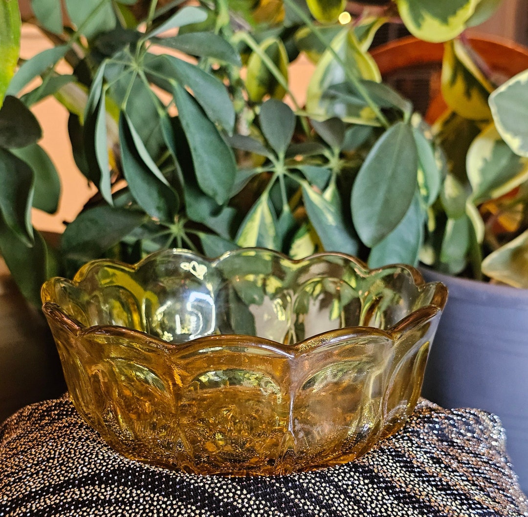 Anchor Hocking Amber Fairfield Pressed Amber Glass 6 Salad Bowl Made In