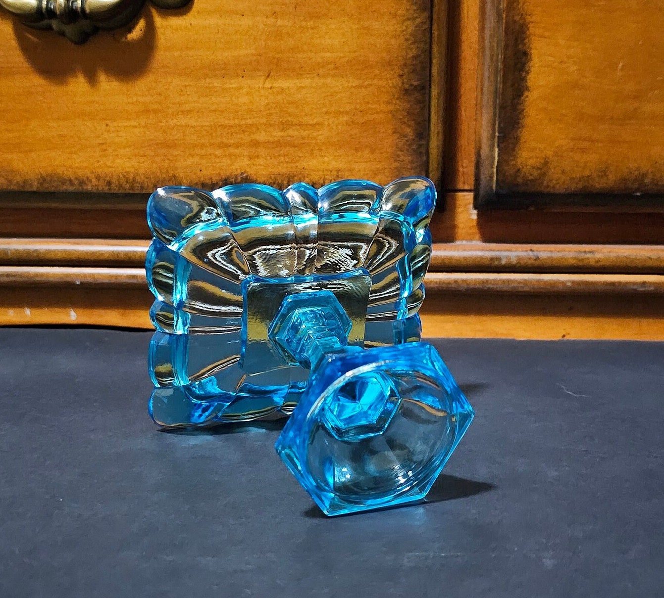 Vivid Vintage Tiara Indiana Glass Blue Glass Tray Shaped Candy Dish ...
