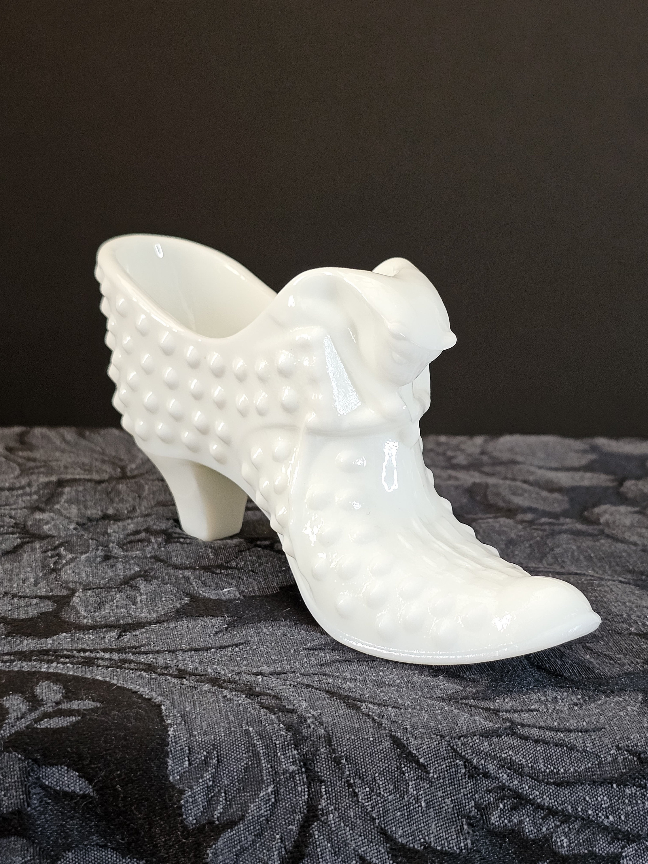 Fenton Hobnail Glass Shoe, Glass Hobnail Cat Shoe, Fenton Hobnail Glass ...