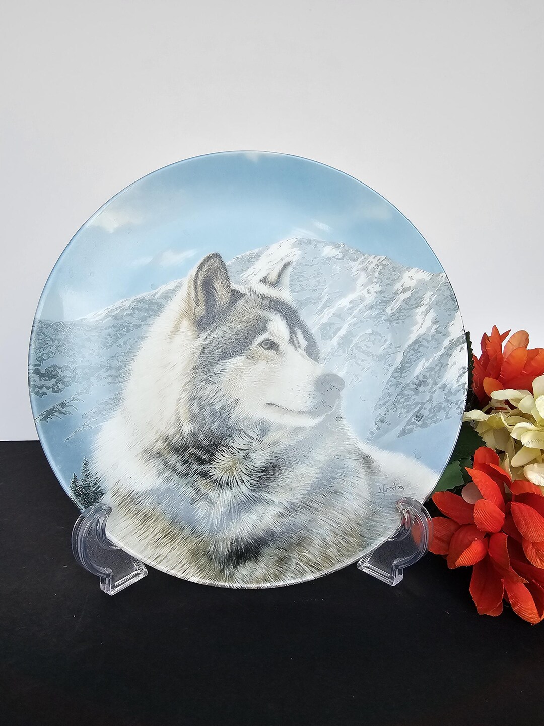 Vintage 1992 8" Wolf Collector Plate With Bradex #. Artist Thomas ...