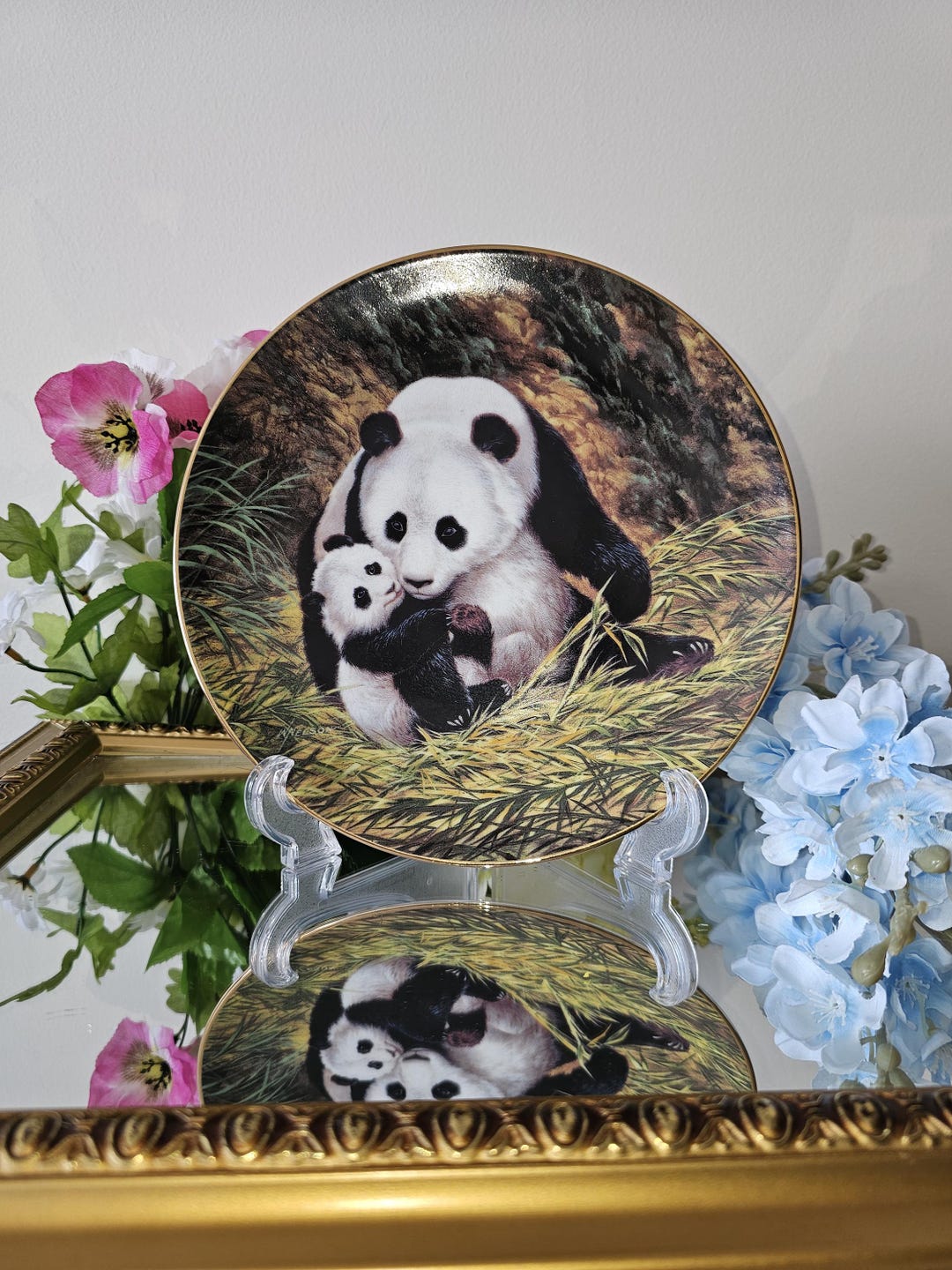 Vintage 1991 8" Panda Collector Plate. Artist Will Nelson "tender ...