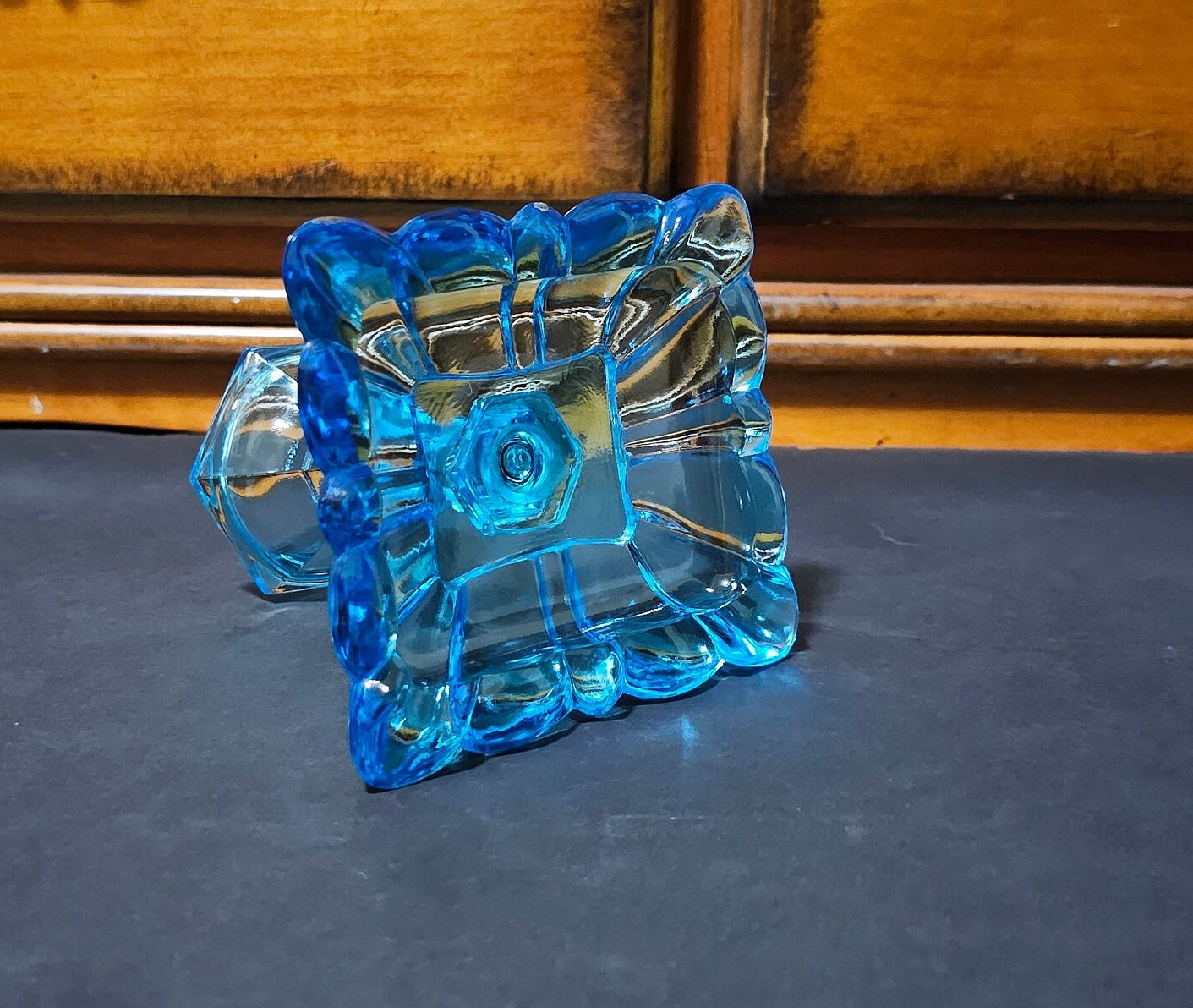 Vivid Vintage Tiara Indiana Glass Blue Glass Tray Shaped Candy Dish ...