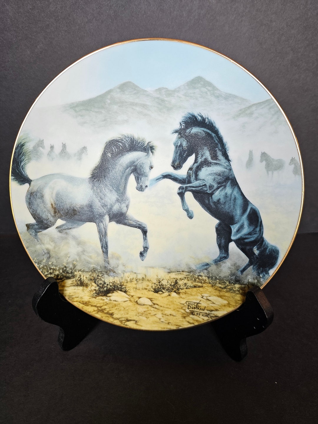 Vintage 1993 Hamilton Collection Collectors Plate "desert Duel" Unbridled Spirit Collection ...
