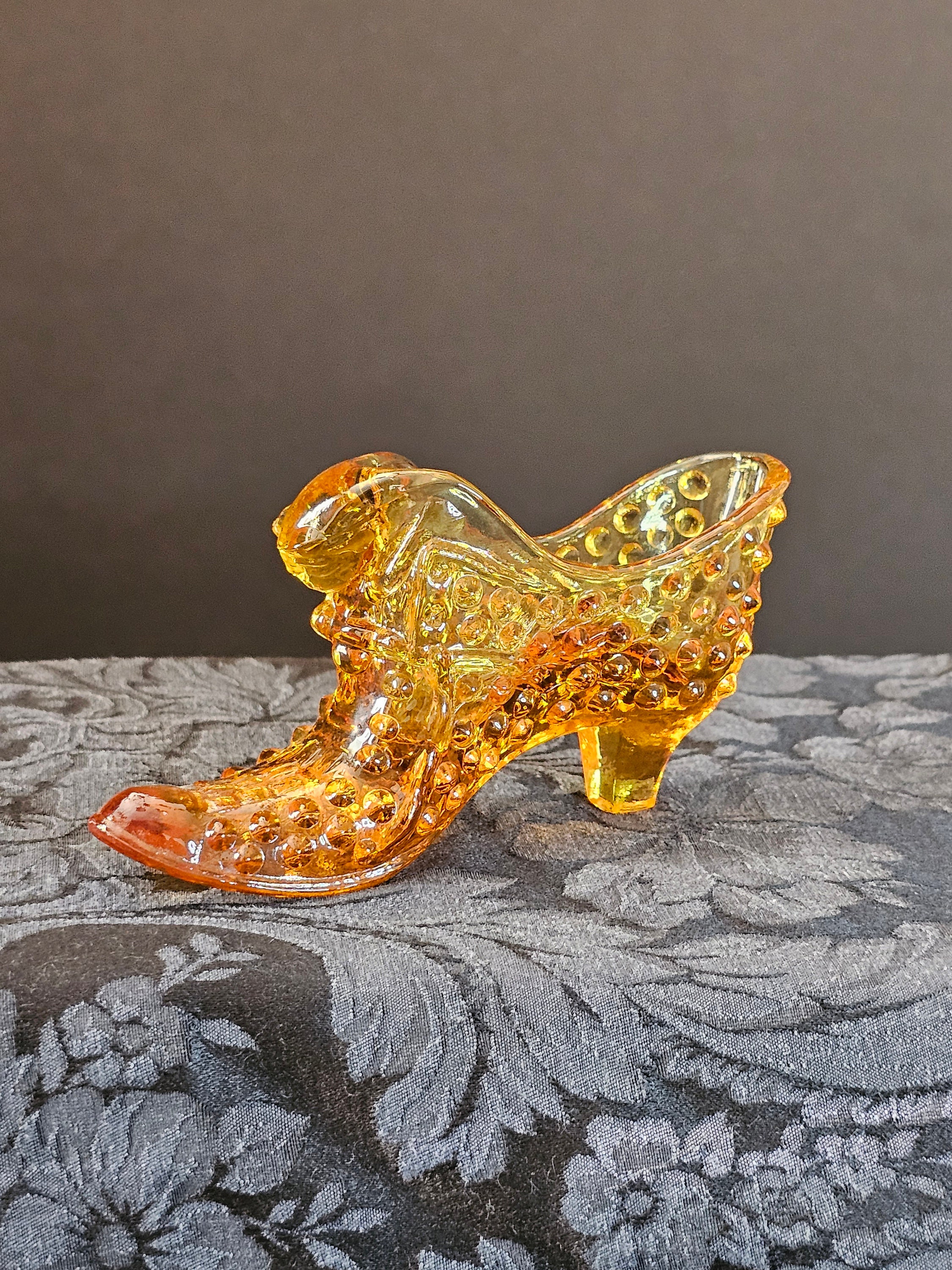 Fenton Hobnail Glass Shoe, Glass Hobnail Cat Shoe, Fenton Hobnail Glass ...