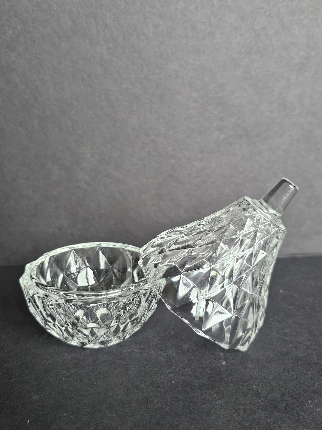1980's Cut Glass Pear Bonbon Candy Dish, Trinket Dish, Catch All. Made ...