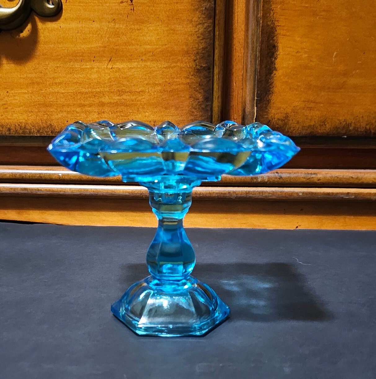 Vivid Vintage Tiara Indiana Glass Blue Glass Tray Shaped Candy Dish ...