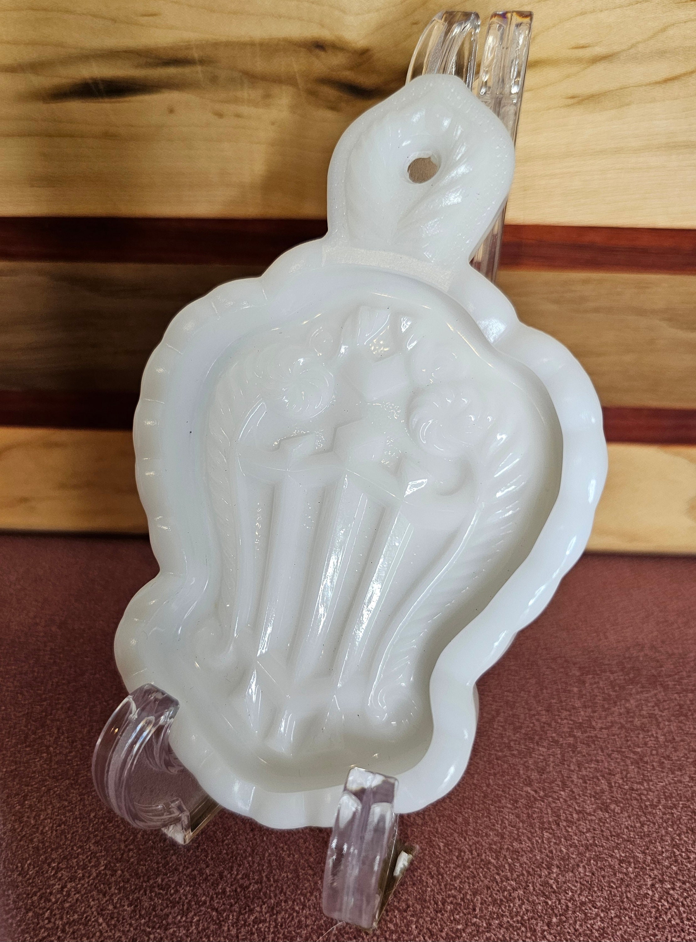 Vintage Imperial Glass White Milk Glass Butter Mold. Harp Pattern. Fine ...