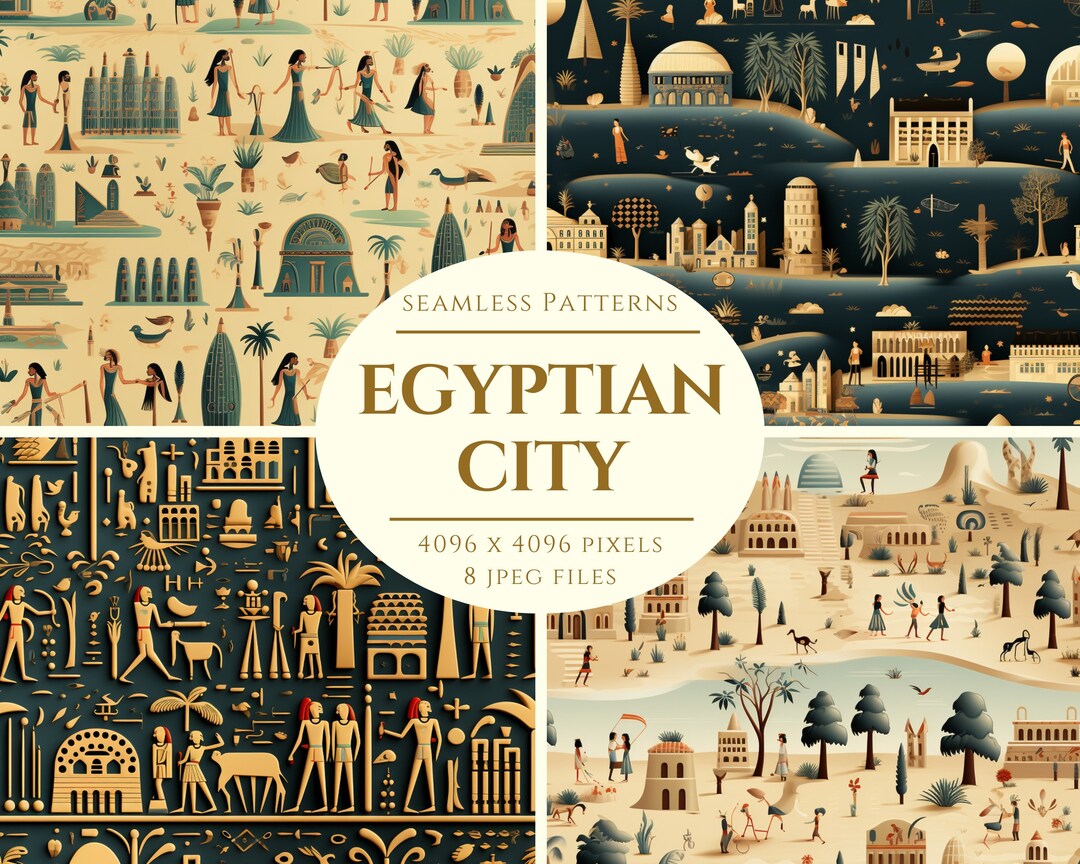 Egyptian City Digital Paper: Seamless Ancient Pattern (JPEG) - Etsy