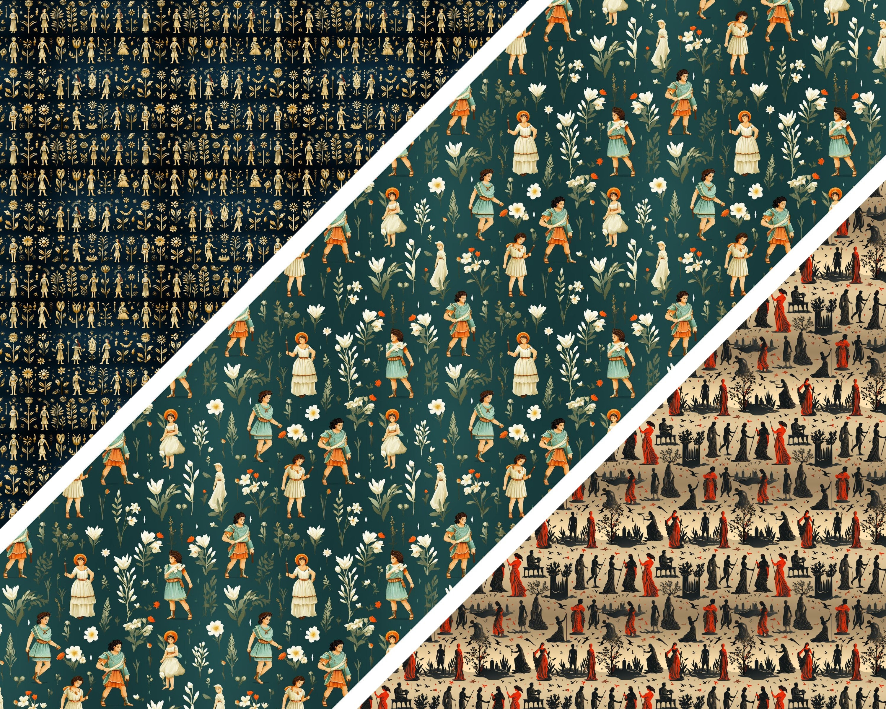 Roman Figures Digital Paper: Seamless Ancient Rome Patterns (JPEG) - Etsy