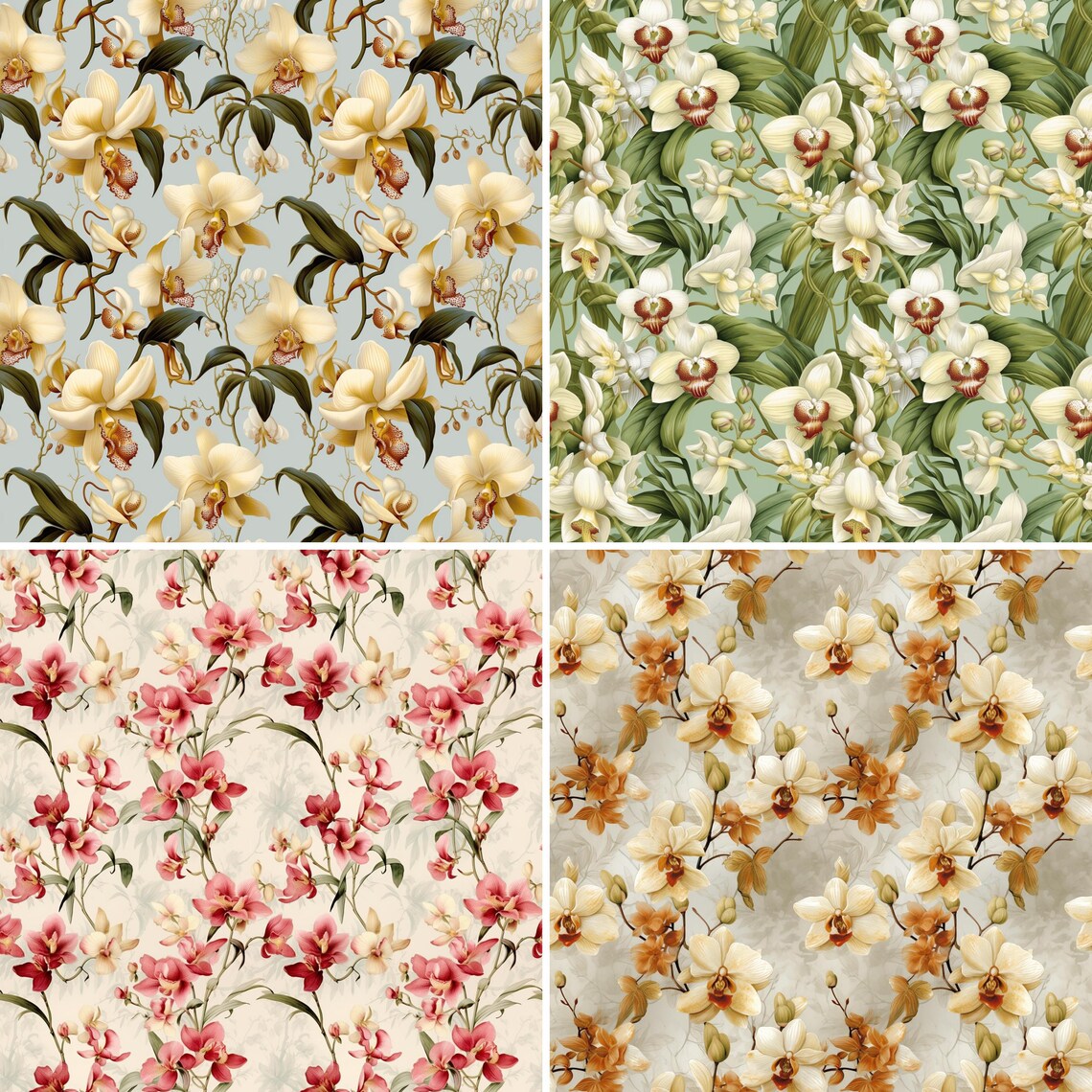 Orchid Oil-paint Pattern: 20 Seamless Digital Papers (POD) - Etsy