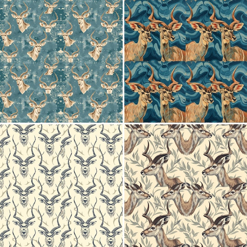 Kudu Pattern Digital Paper: 20 Seamless Print Designs (digital Download ...