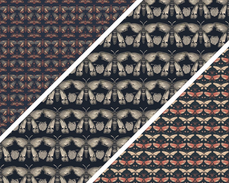 Minimal Moth Pattern Digital Paper - Seamless Papers for Crafts and ...