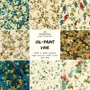 Oil-paint Vine Pattern - Digital Paper - 20 Seamless Patterns for ...