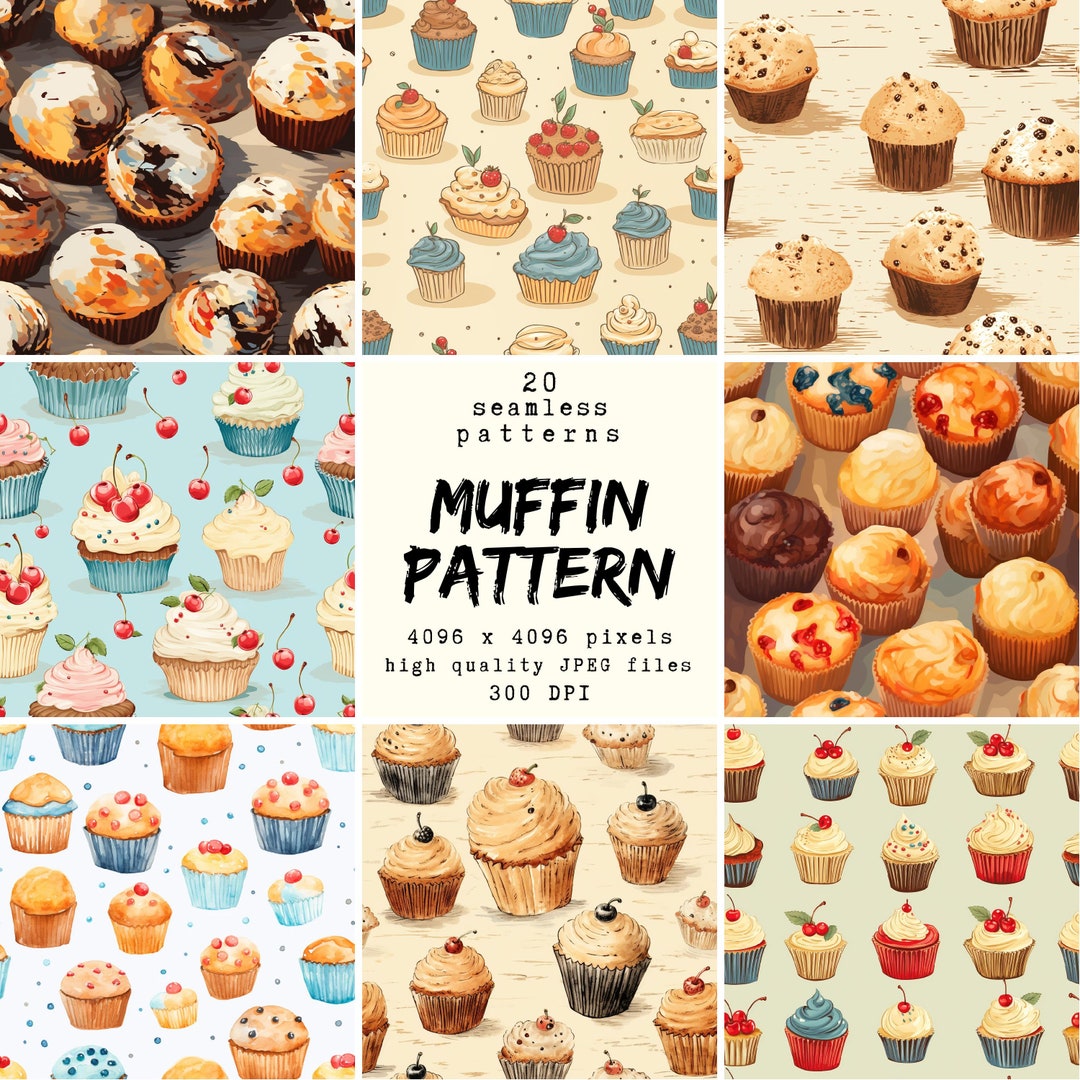 Muffin Pattern - Digital Paper - 20 Seamless Patterns for Crafts and ...