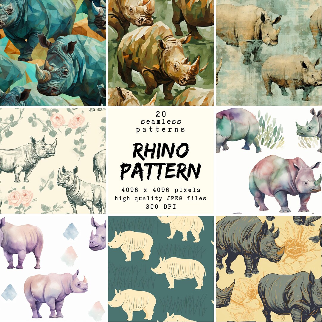 Rhino Pattern - Digital Paper - 20 Seamless Patterns for Crafts and ...