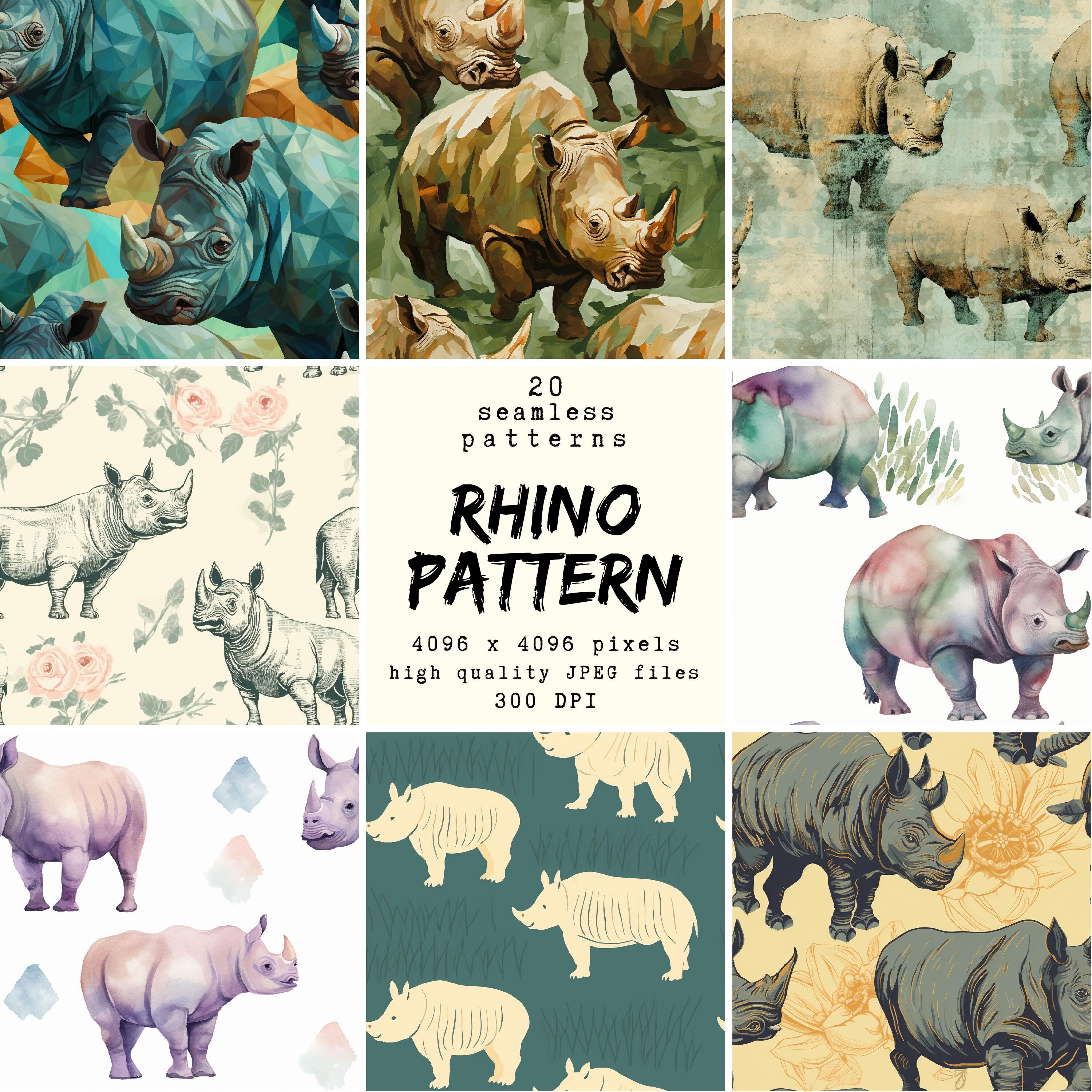 Rhino Pattern Digital Paper 20 Seamless Patterns for Crafts and ...