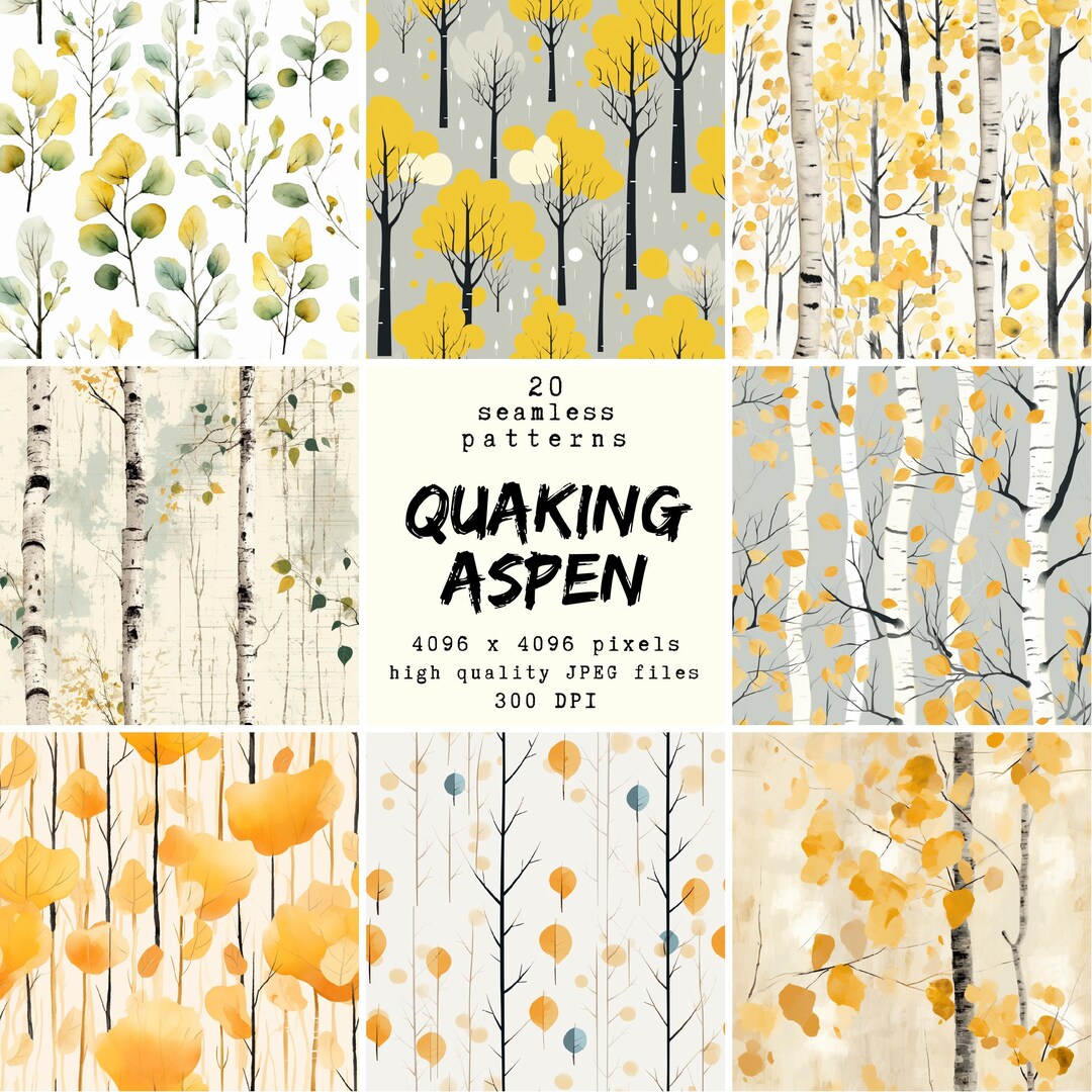 Quaking Aspen Pattern - Digital Paper - 20 Seamless Patterns for Crafts ...