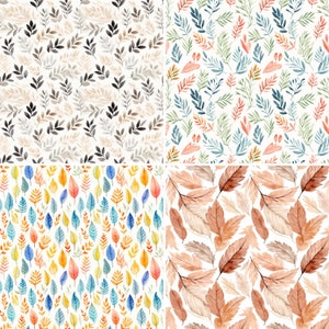 Watercolor Leaves Pattern - Digital Paper - 20 Seamless Patterns for ...