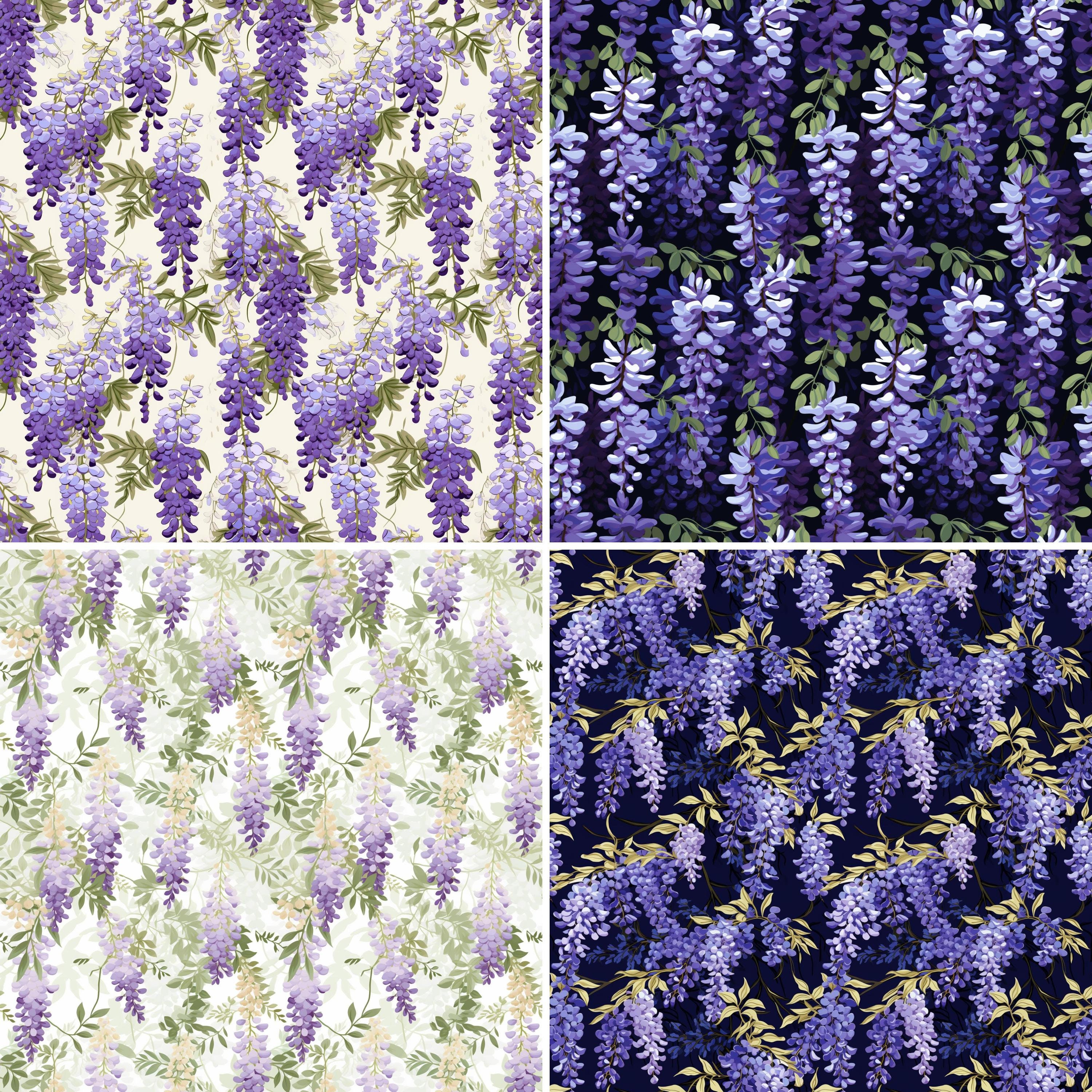 Wisteria Flower - Digital Paper - 20 Seamless Patterns for Crafts and ...