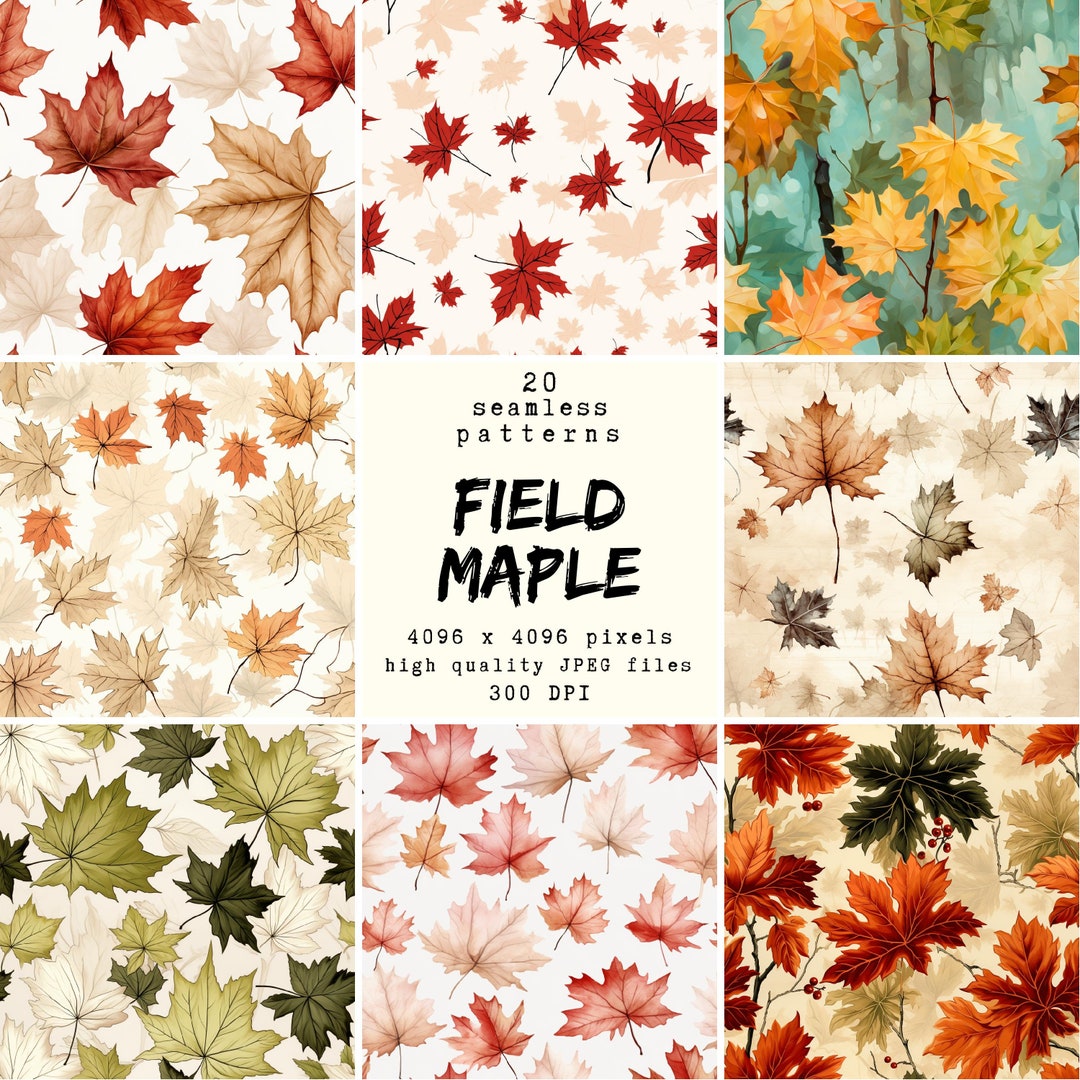 Field Maple Pattern - Digital Paper - 20 Seamless Patterns for Crafts ...