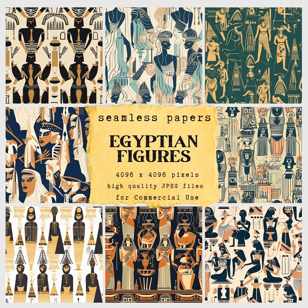 Egyptian Figures Pattern Digital Paper - Seamless Papers for Crafts and ...