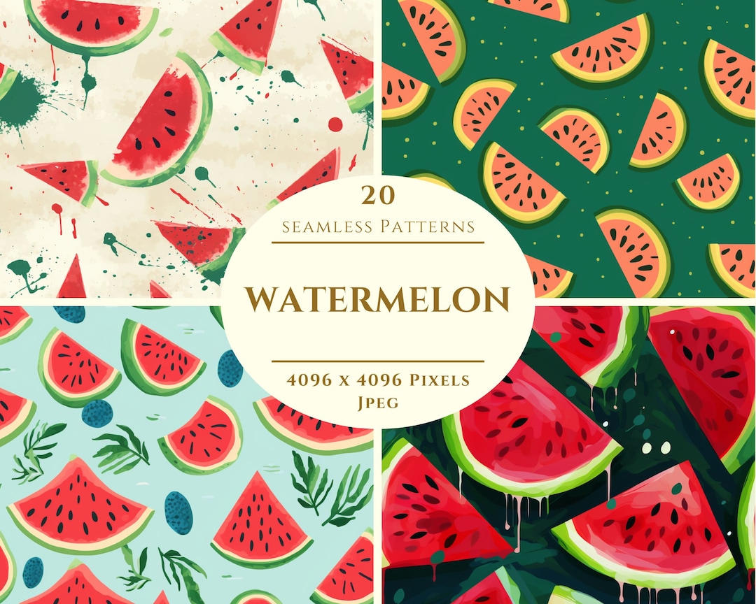 Watermelon Digital Paper: 20 Seamless Summer Patterns (JPEG) - Etsy