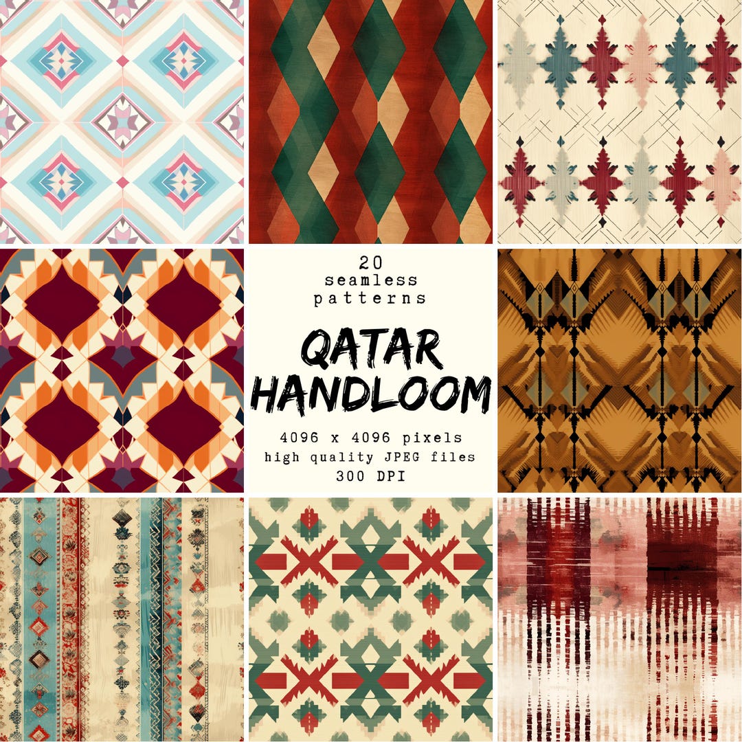 Qatar Handloom Pattern - Digital Paper - 20 Seamless Patterns for ...