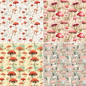 Mushroom Pattern - Digital Paper - 20 Seamless Patterns for Crafts and ...
