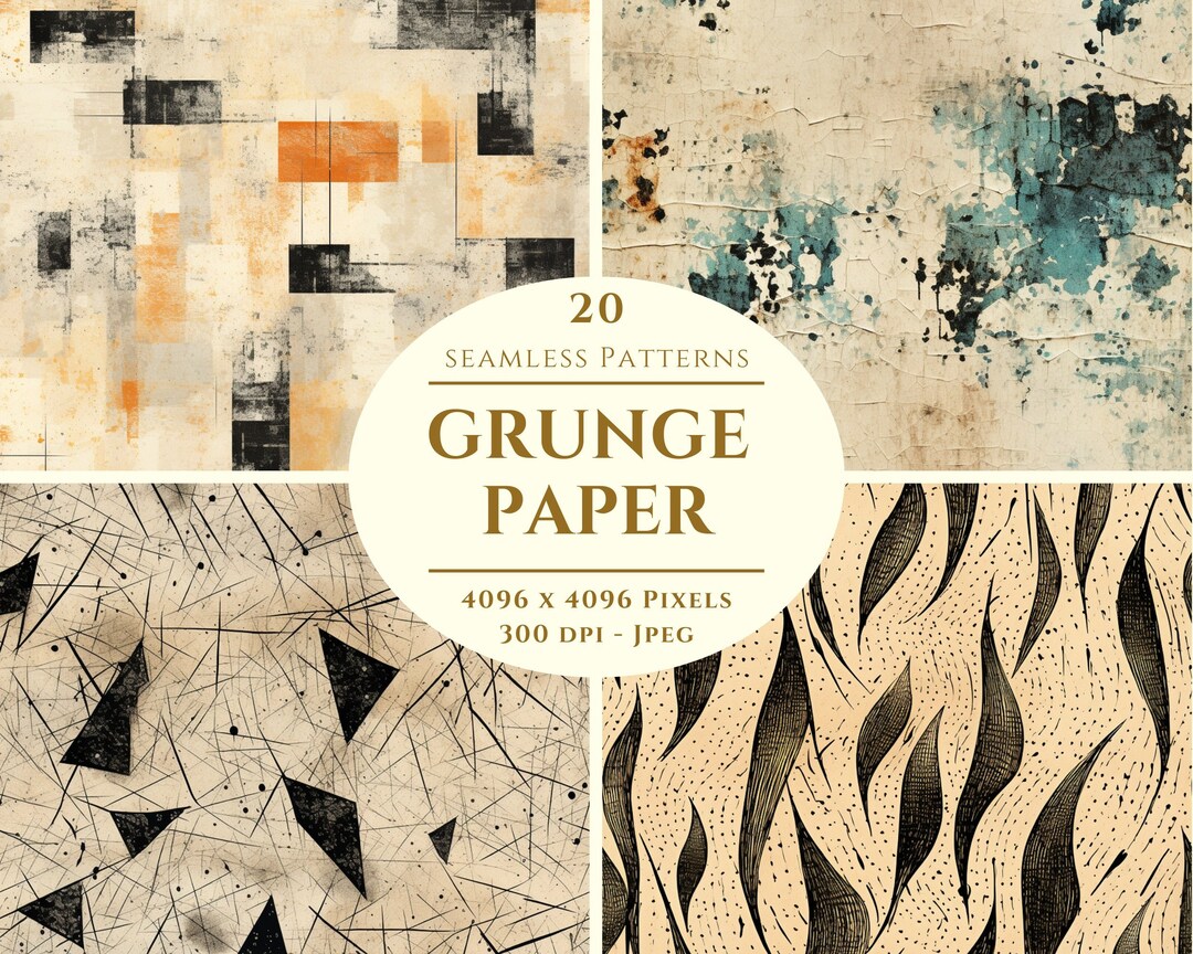 Grunge Paper Digital Paper - 20 Seamless Patterns for Crafts and ...