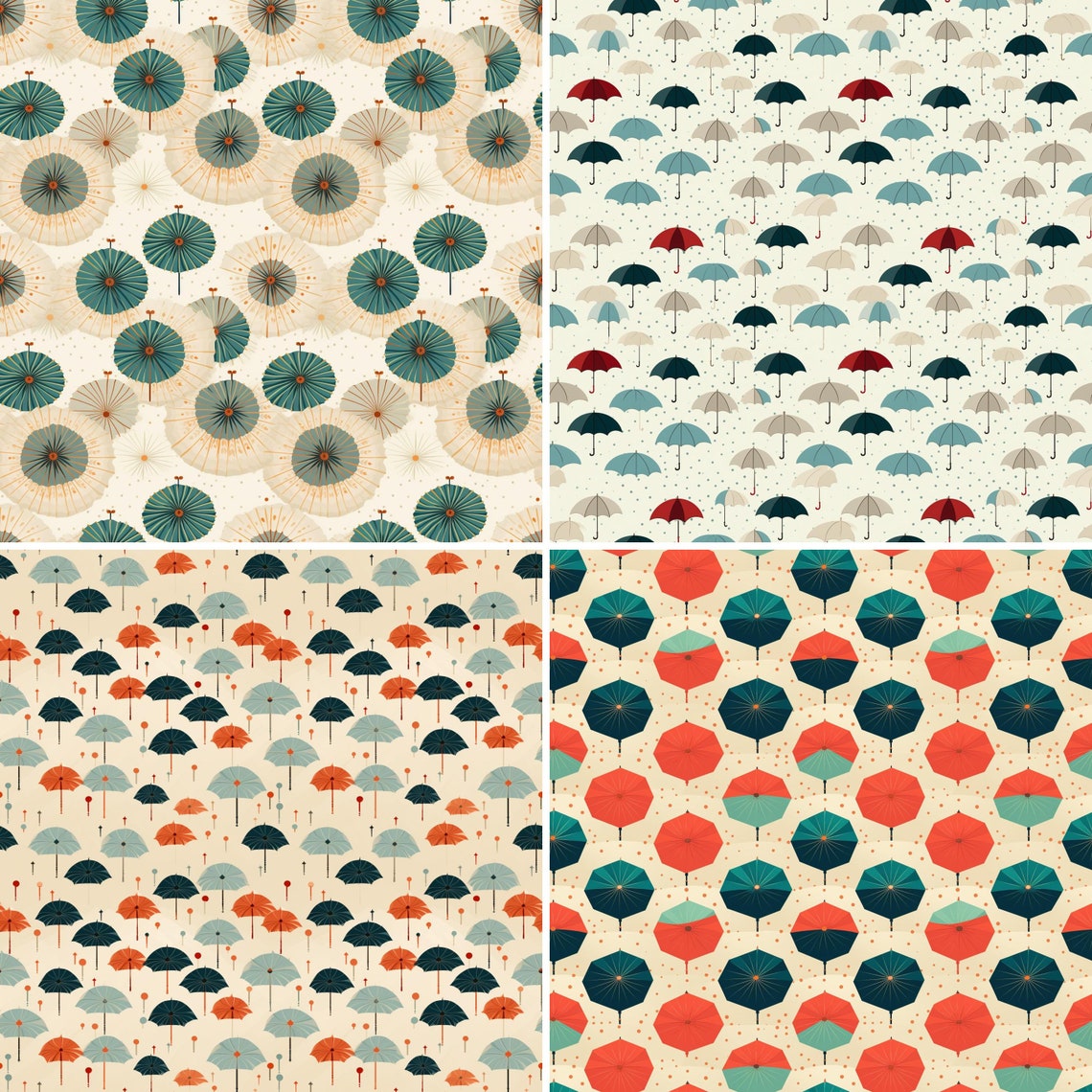 Umbrella Pattern Digital Paper: 20 Seamless Designs (print Ready) - Etsy