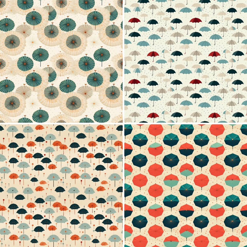 Umbrella Pattern Digital Paper: 20 Seamless Designs (print Ready) - Etsy