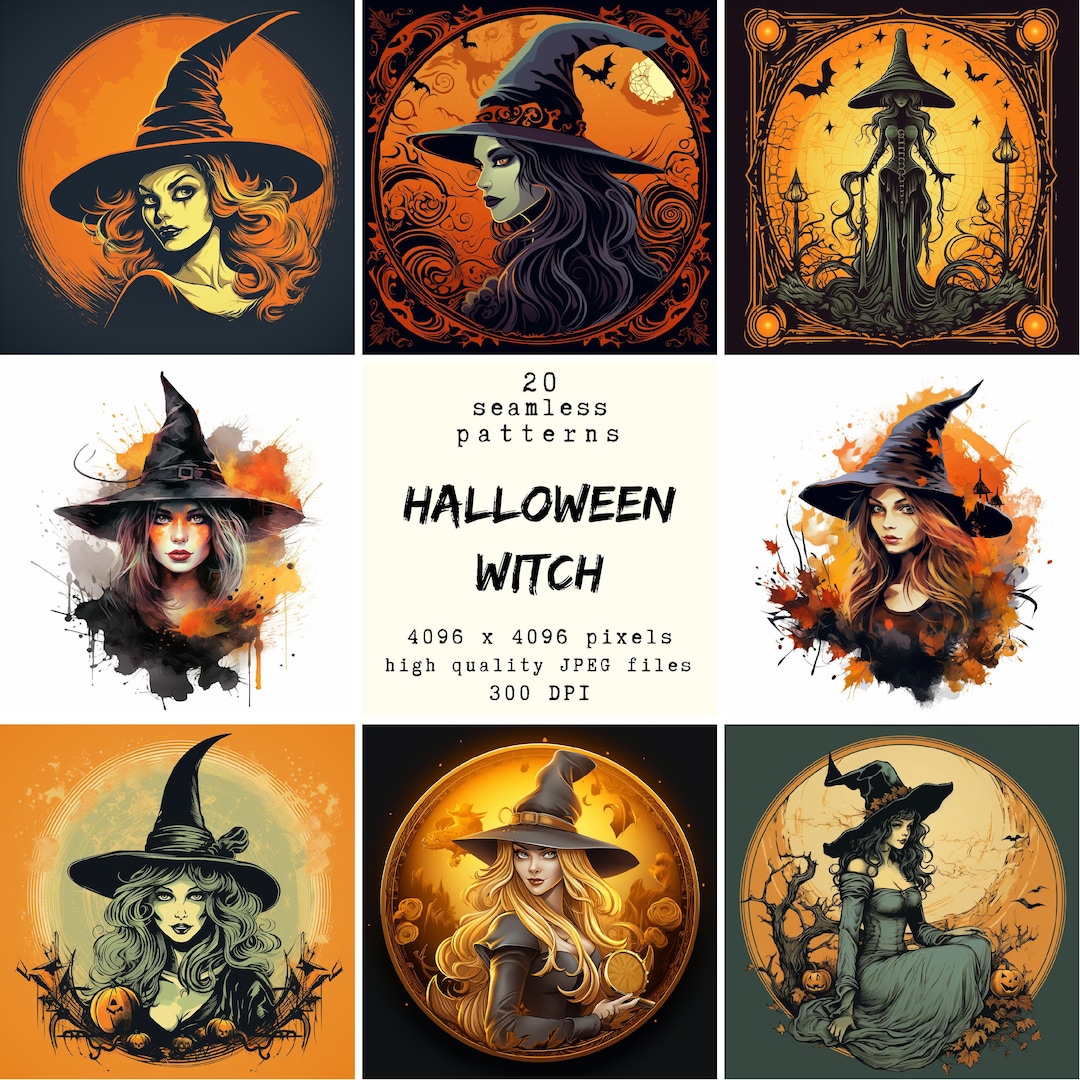 Halloween Witch Digital Paper - 20 Seamless Patterns (JPG) - Etsy