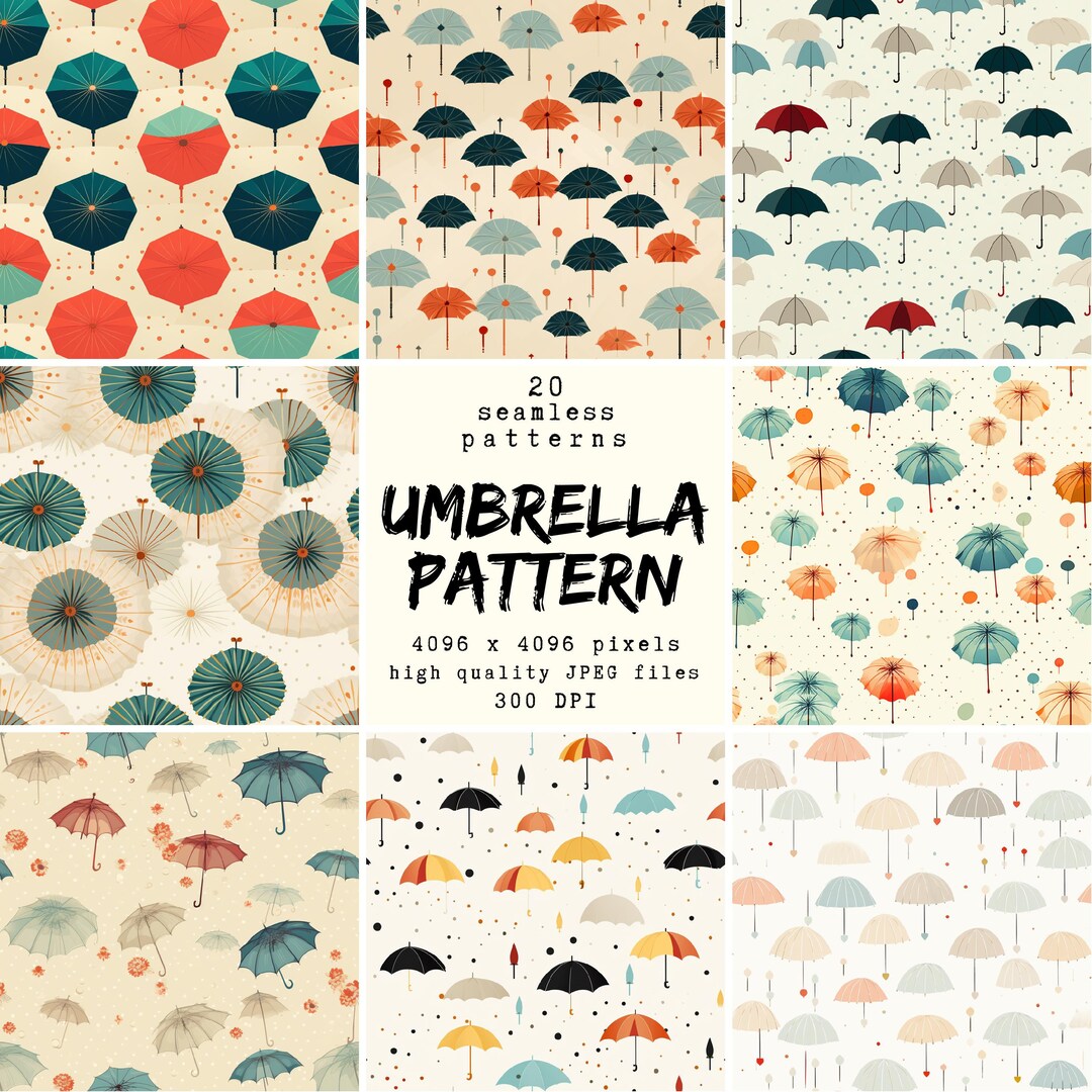 Umbrella Pattern - Digital Paper - 20 Seamless Patterns for Crafts and ...