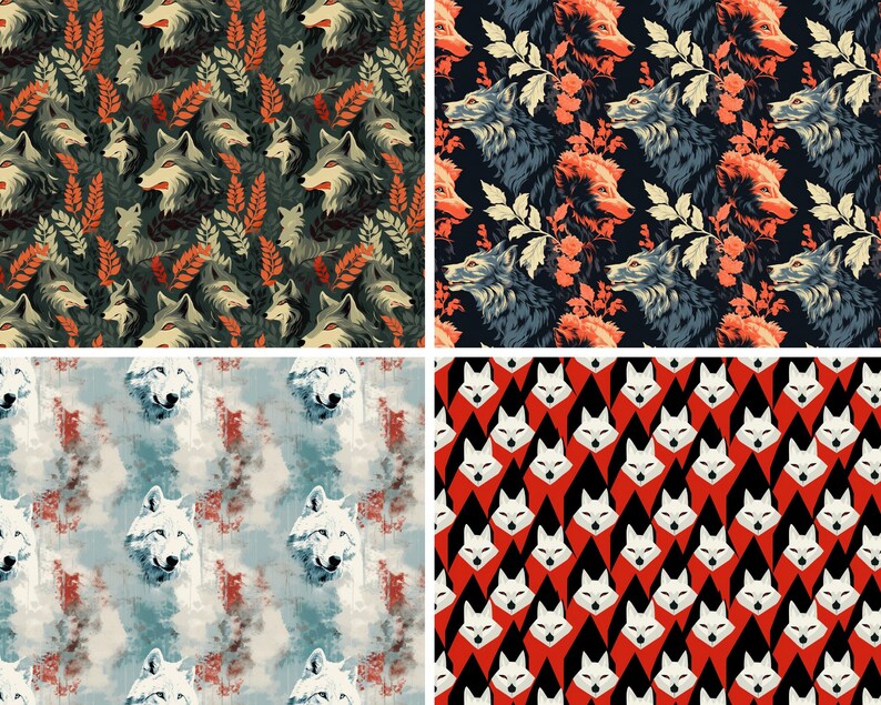 Wolf Digital Paper: 20 Seamless Patterns (print-on-demand) - Etsy