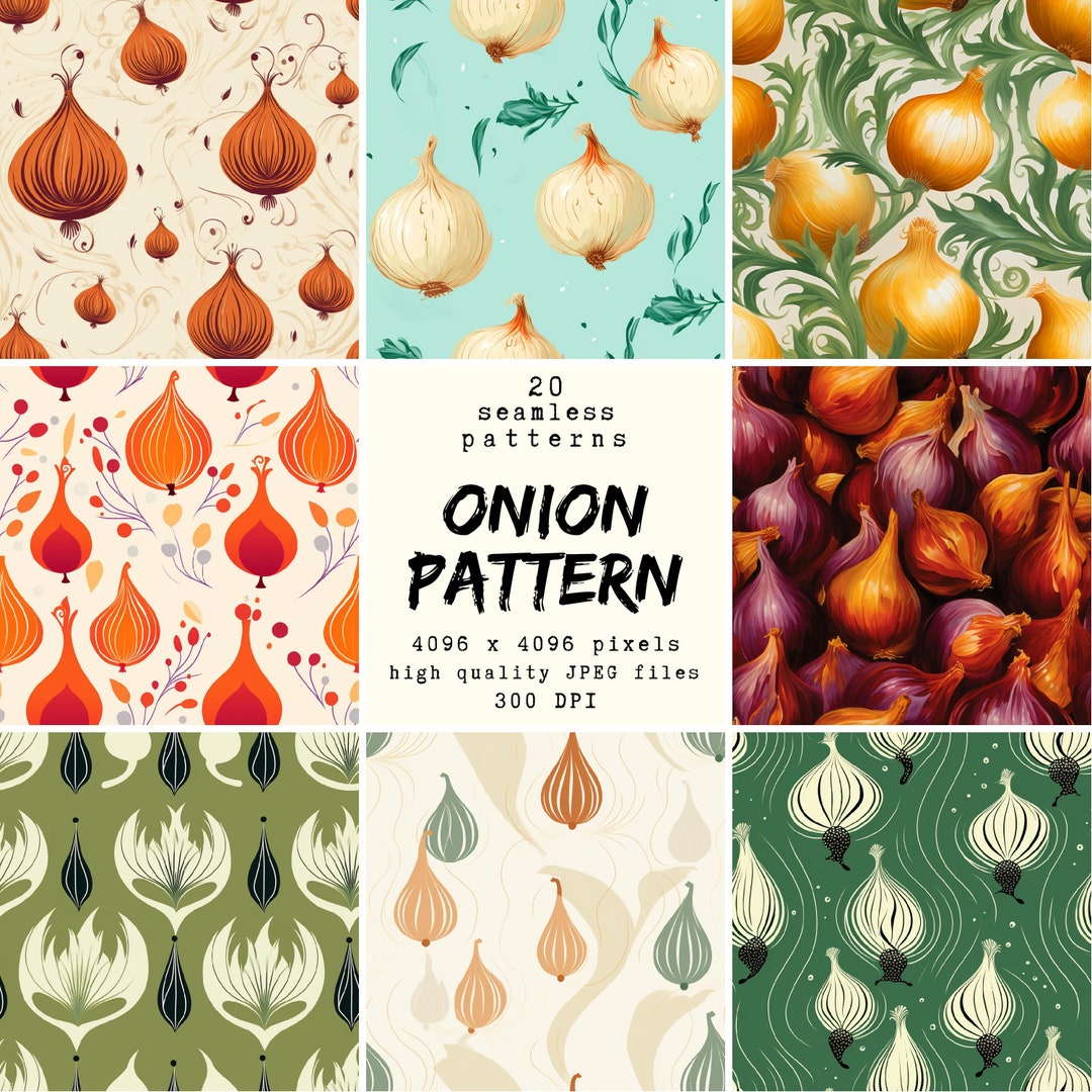 Onion Pattern - Digital Paper - 20 Seamless Patterns for Crafts and ...