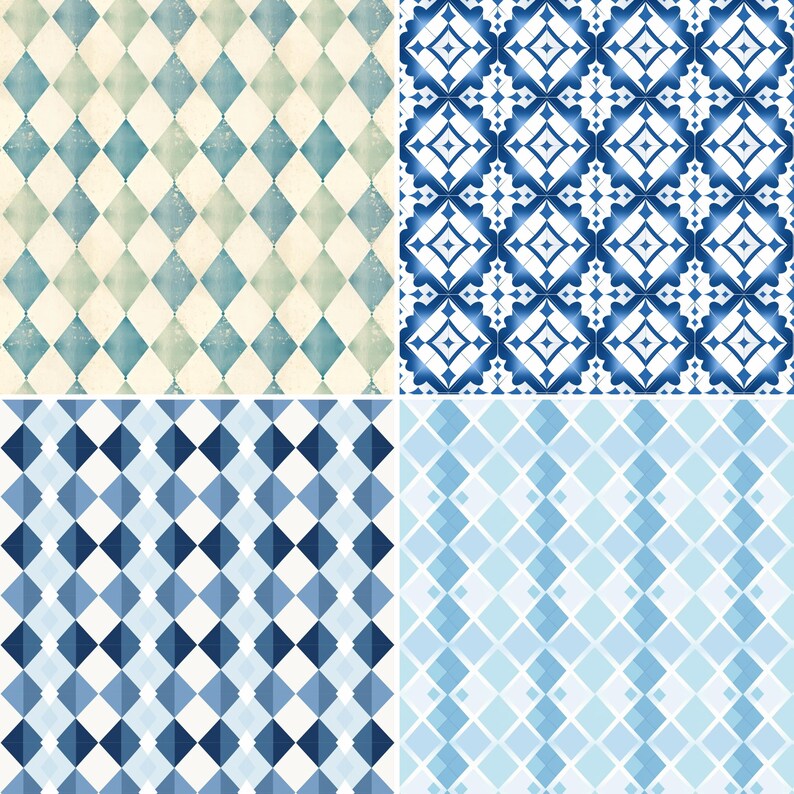 Blue Argyle Digital Paper: Seamless Patterns for POD Use - Etsy