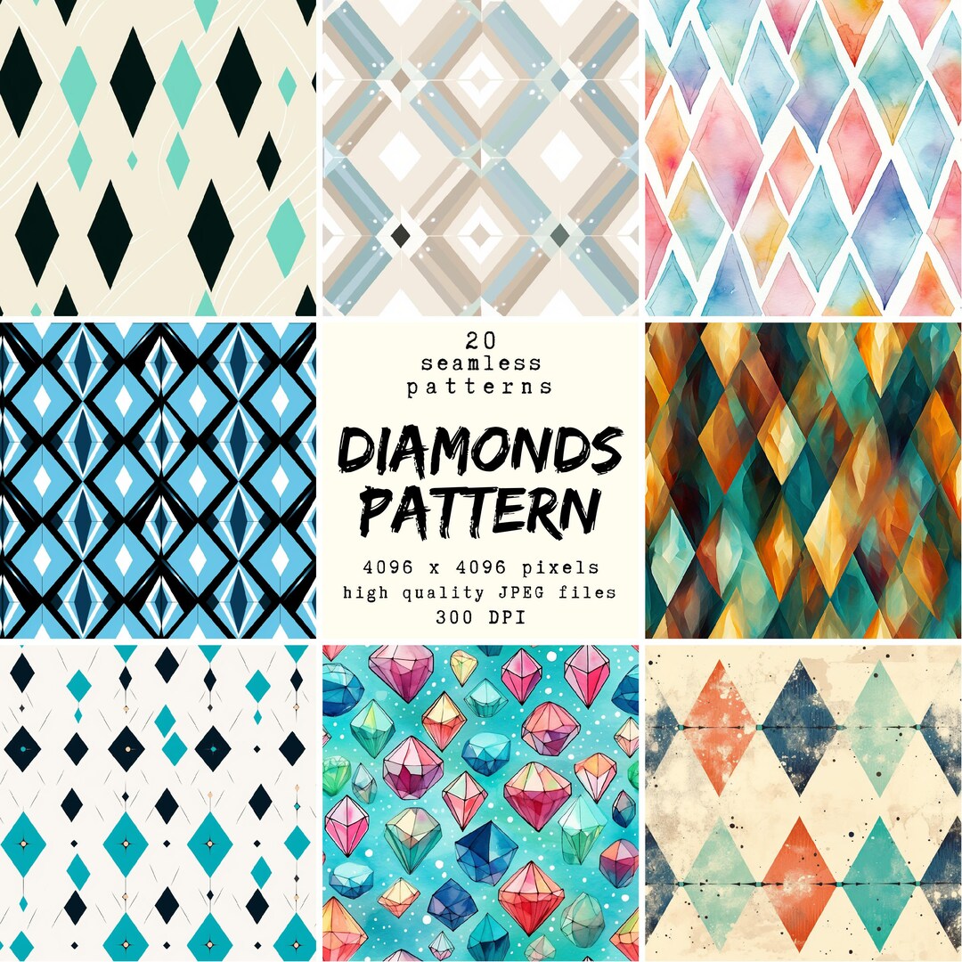 Diamonds Pattern: 20 Seamless Digital Papers (4096x4096 Px) - Etsy