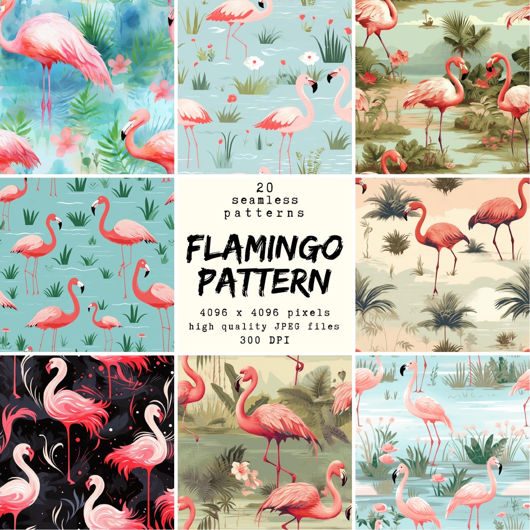 Flamingo Pattern - Digital Paper - 20 Seamless Patterns for Crafts and ...