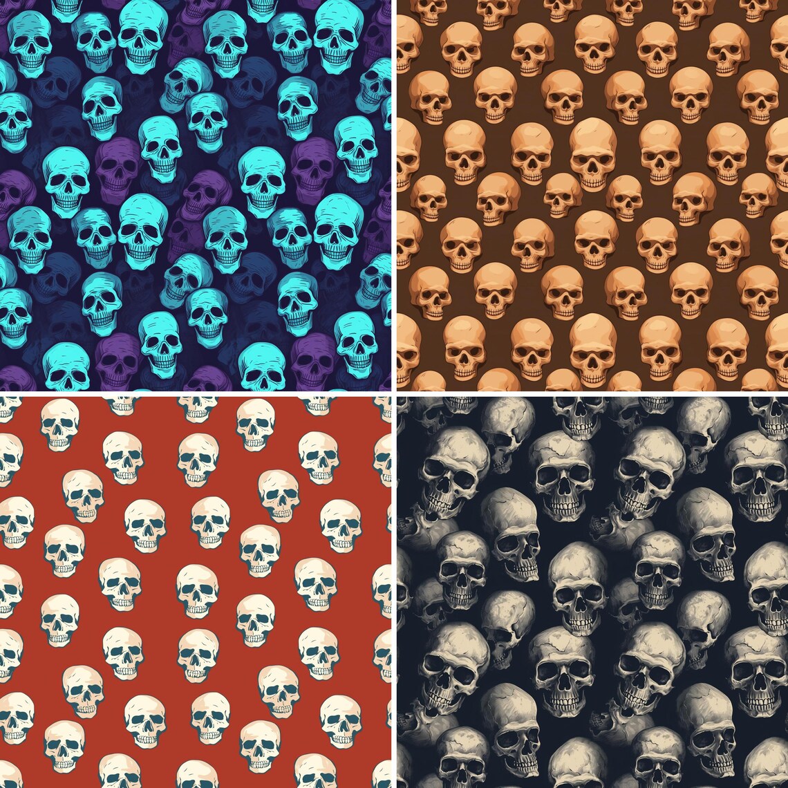 Human Skull Digital Paper: 20 Seamless Patterns (digital Download) - Etsy