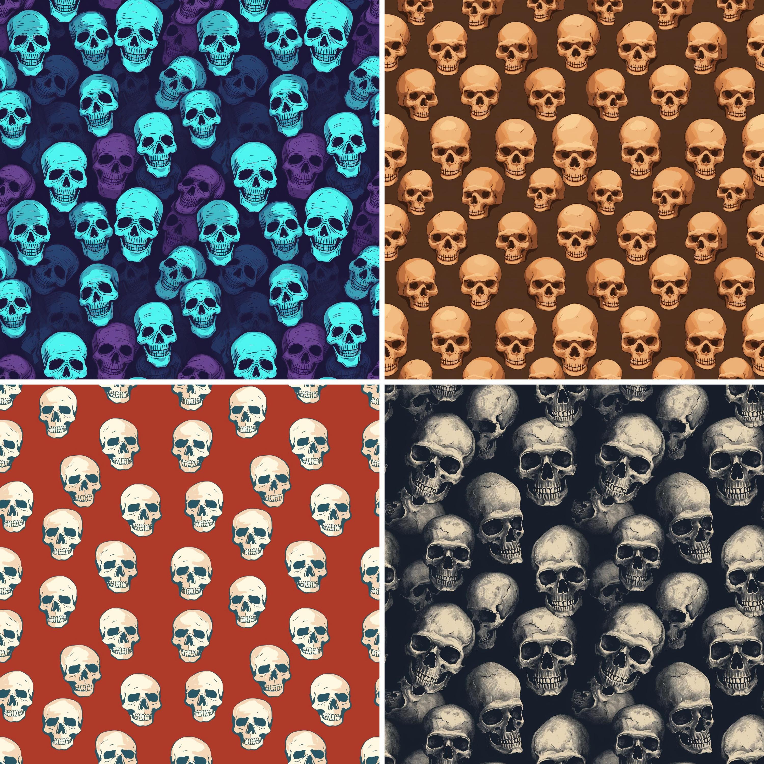 Human Skull Digital Paper 20 Seamless Patterns for Crafts - Etsy