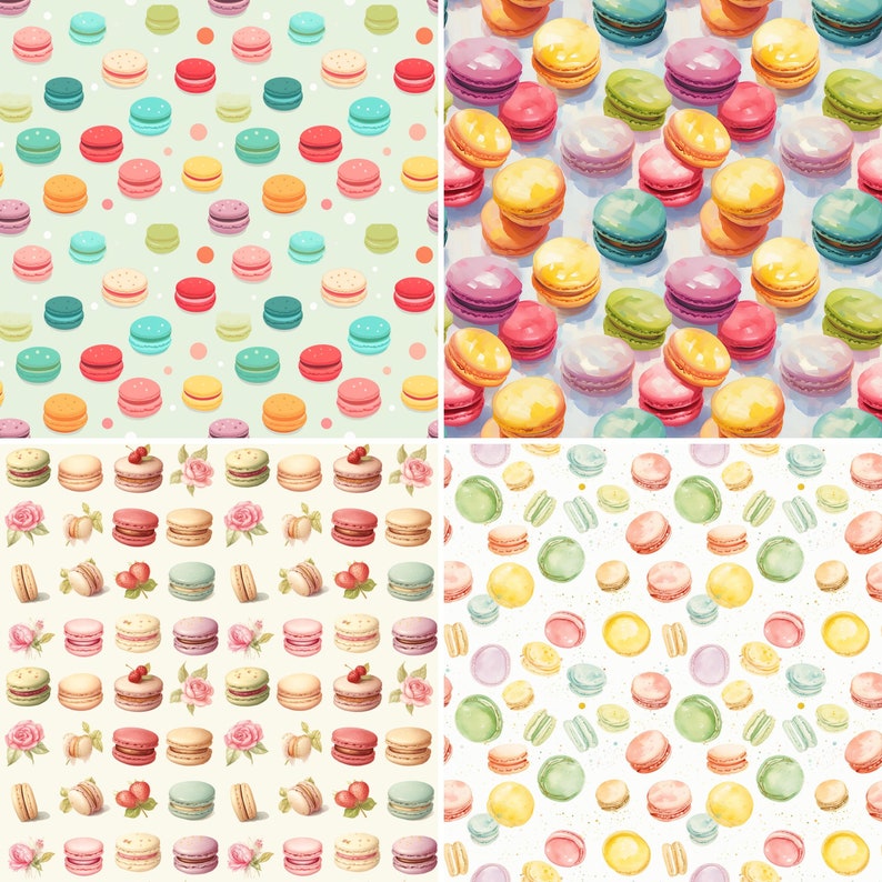 Macaron Pattern Digital Paper: 20 Seamless Print-ready Designs (digital ...