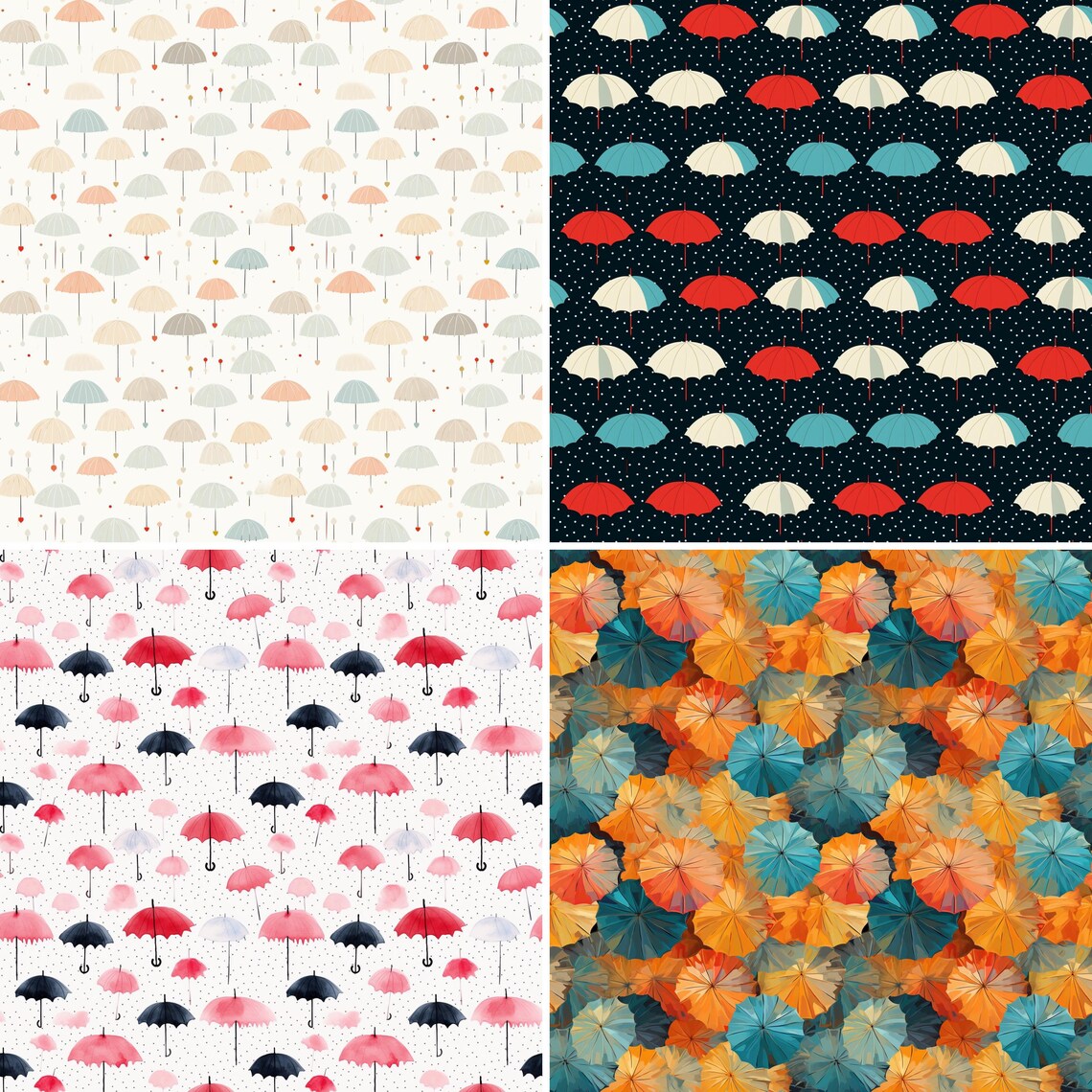 Umbrella Pattern Digital Paper: 20 Seamless Designs (print Ready) - Etsy