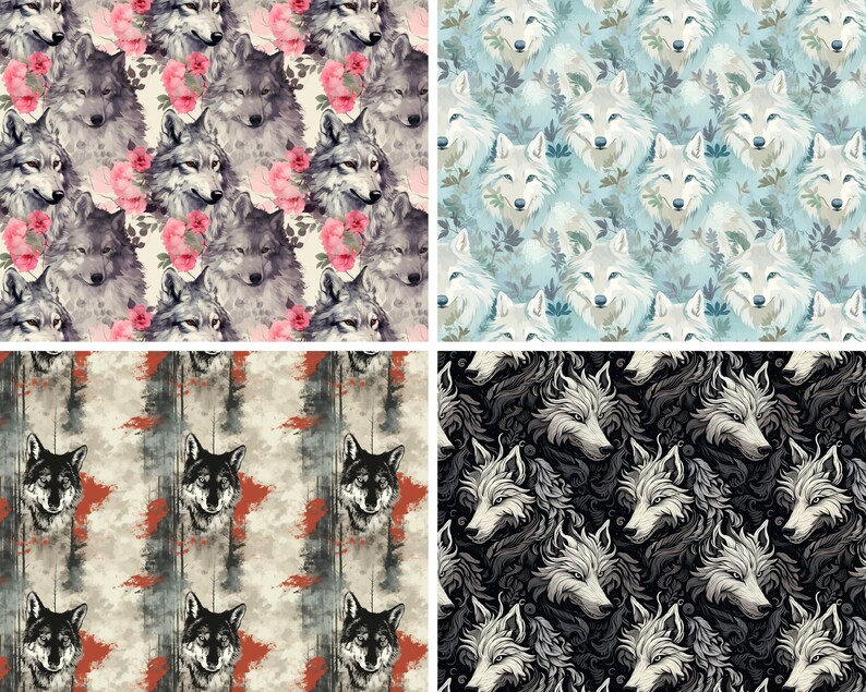 Wolf Digital Paper: 20 Seamless Patterns (print-on-demand) - Etsy