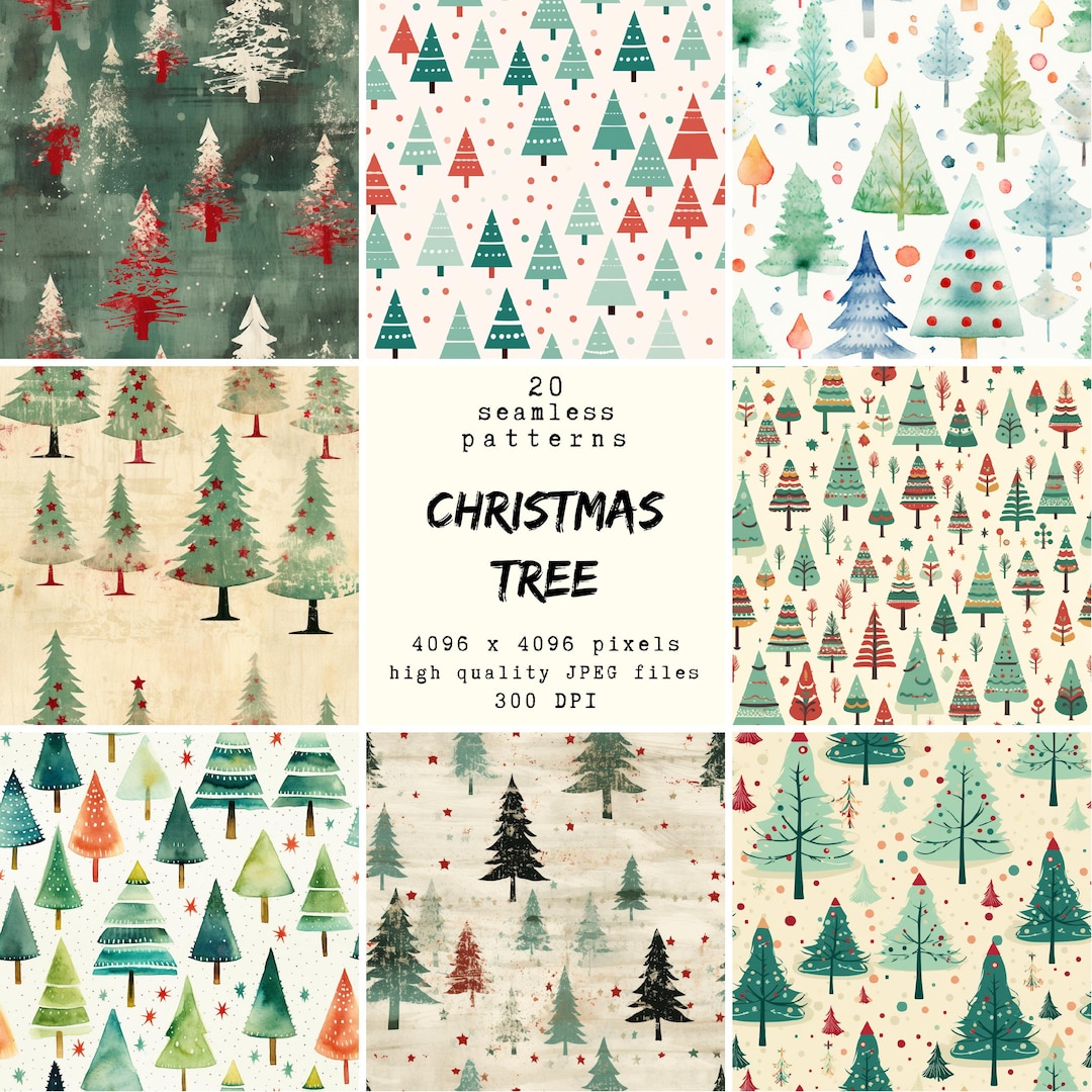 Christmas Tree - Digital Paper - 20 Seamless Patterns for Crafts and ...