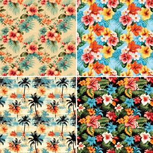 Hawaiian Shirt Pattern: Tropical Floral Digital Paper (20 Seamless ...