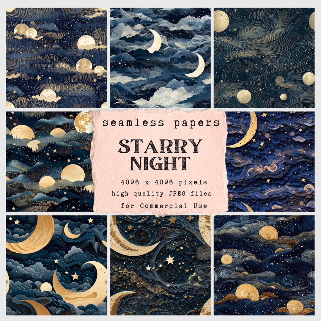 Starry Night Digital Paper: Seamless Celestial Patterns (JPEG Files) - Etsy