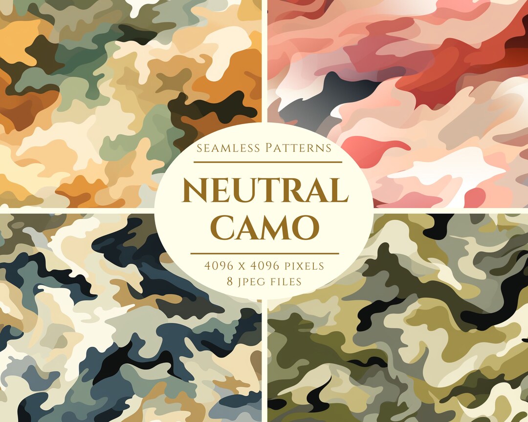 Neutral Camouflage Seamless Pattern: Earth Tones Digital Paper (JPEG ...