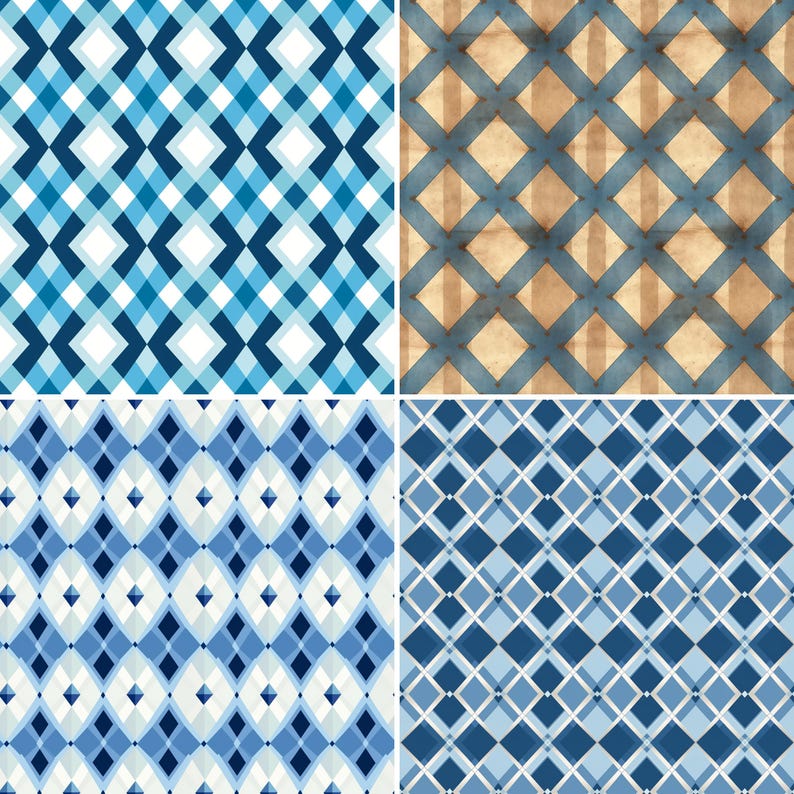 Blue Argyle Digital Paper: Seamless Patterns for POD Use - Etsy