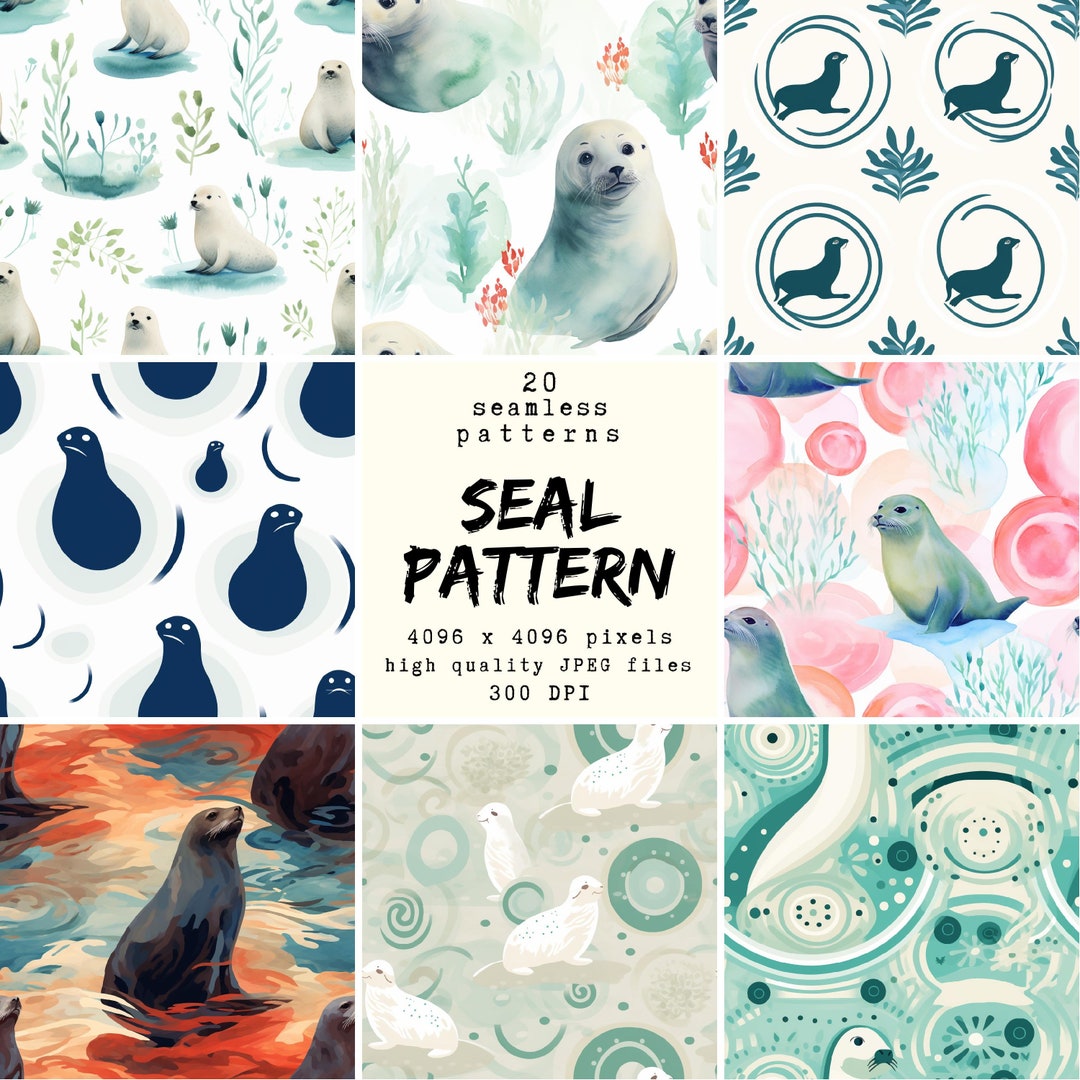 Seal Pattern Digital Paper: 20 Seamless Print Designs (digital Download ...