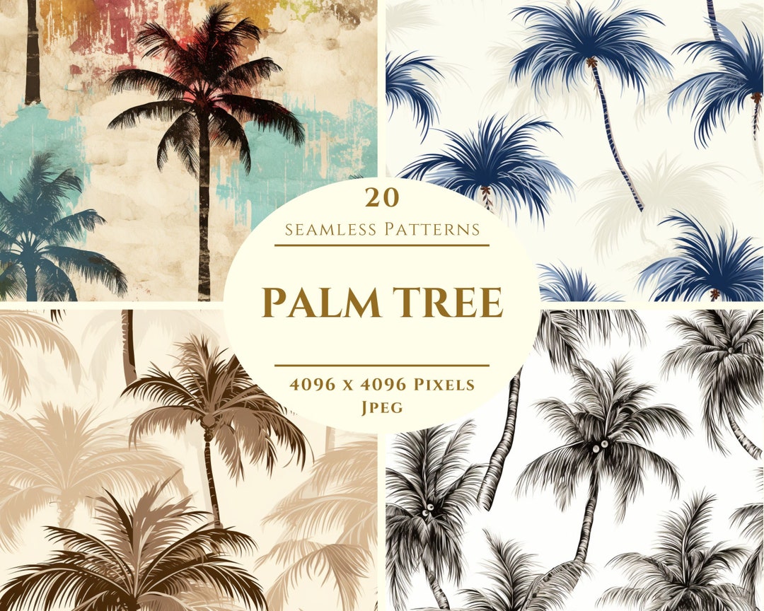 Palm Tree Digital Paper: 20 Seamless Tropical Patterns (JPEG) - Etsy